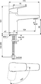 Ideal Standard CeraPlan - Umyvadlová baterie | BlueStart | hedvábná če