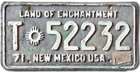 Americká SPZ New Mexico 1971 Enchantment T-52232