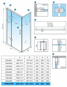 BPS-koupelny Čtvercový sprchový kout HYD-SK01D 100x100 bílá/transparent - bez vaničky