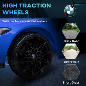 AIYAPLAY elektrické auto pro děti s licencí BMW M4, dálkové ovládání, klakson a světlomety, 108x69,5x51 cm, modrá