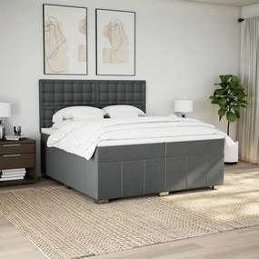 Box spring postel s matrací tmavě šedá 200x200 cm textil 3294090