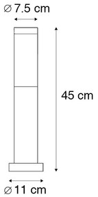 Venkovní lampička na sloup antracitová 45 cm IP44 - Rox s zemní hrotou a kabelovou objímkou