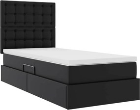 Postel s úložným prostorem s čelo Černá 100 x 200 cm Umělá kůže 3371653