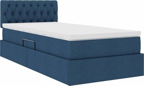 Postel s úložným prostorem a matrací Modrá 100 x 200 cm Samet 3370556