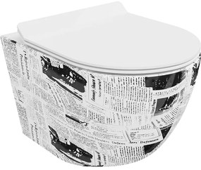 Mexen Lena WC mísa Rimless s pomalu padající deskou slim, duroplast, Bílá wzór - 30224099