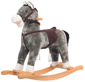 Bino Plyšový houpací kůň šedá, 64 x 30 x 74 cm
