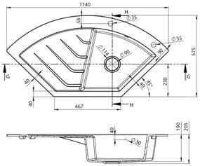Sapho - Rohový kuchyňský dřez 114x57,5 cm granit/béžová