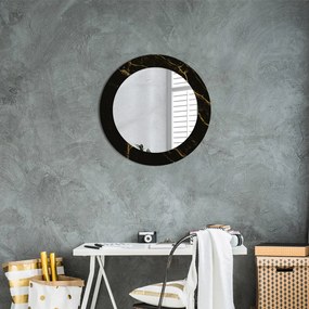Kulaté zrcadlo s dekorem Černý mramor fi 60 cm