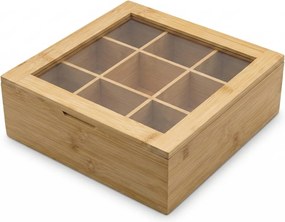 Bambusová krabička na čaj NOVE, 9 přihrádek