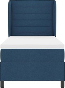 Postel s boxspringem s matrací s čelo Modrá 90 x 190 cm textil 3340479