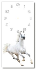 Wallmuralia Nástěnné hodiny Bílý kůň ve cvalu 30x60 cm