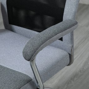 Vinsetto Ergonomická otočná kancelářská židle, nastavitelná výška a funkce houpání, síťovina, 65x67x119-129cm, Šedá
