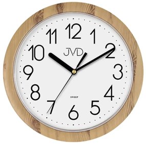 Nástěnné netikající tiché hodiny JVD quartz H612.19 imitace dřeva tmavé