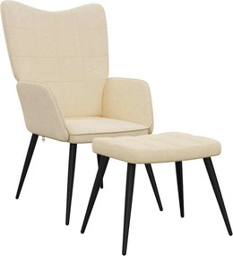 Relaxační židle se stoličkou krémová textil 327954