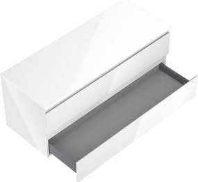 Mexen Orio, koupelnová skříňka 120 cm s horní částí, 2 zásuvky, bílá lesklá, 91A10-12047-2-BFFC00