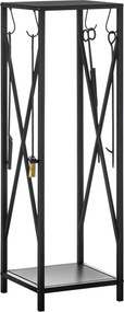 Držák na dřevo Outsunny - Sloupcový stojan na dřevo - Více příslušenství rozměr 34Š x 34H x 111V cm Metal Černý
