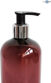 Dávkovač na mýdlo 500 ml hnědý s černo-stříbrnou pumpičkou BELA