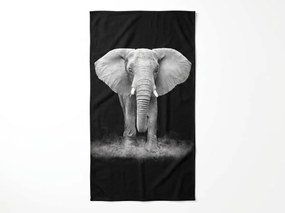 Rychleschnoucí XXL plážová osuška ELEPHOS černo-šedá 150 x 210 cm, 100% mikrovlákno