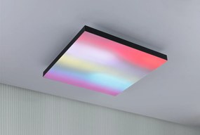 Paulmann 79908 Velora, černý subtilní stropní LED panel Rainbow dynamic RGBW, 19W LED 3000-6500K, 45x45cm, dálkové ovládání