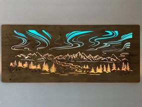 Li-Go "Polární záře" světelný RGBW obraz 230V 120x50cm provedení povrchu: dub světlý