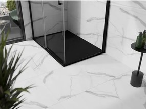 Mexen Stone+, obdélníková vanička z minerálního kompozitu 100 x 70 cm, černá, černá krytka, 44707010-B