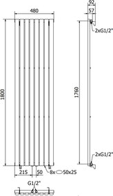 Mexen Oregon, topné těleso 1800 x 480 mm, 805 W, černá, W202-1800-490-00-70
