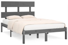 Rám postele šedý masivní dřevo 135 x 190 cm dvojlůžko,  3104650