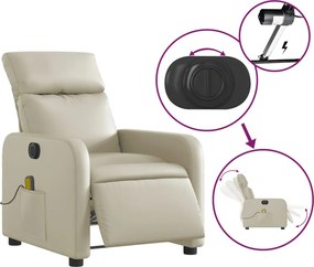 Elektrické masážní polohovací křeslo krémové umělá kůže 3206743