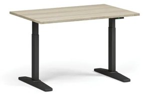 Výškově nastavitelný stůl, elektrický, 675-1325 mm, deska 1200x800 mm, černá podnož, dub přírodní