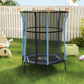 HOMCOM Dětská trampolína Ø163,5 cm, vnitřní trampolína s bezpečnostním síťovým krytem okraje gumové lano, dětská trampolína do 50 kg, pro děti 3-10 l…
