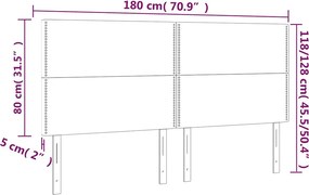 Čelo postele s LED tmavě šedé 180x5x118/128 cm samet 3122345