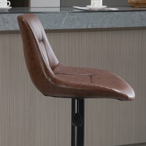 HOMCOM barová stolička sada 2 výškově nastavitelných stoliček s opěradlem, otočná bistro stolička z imitace kůže v hnědé barvě, ideální do kuchyně a …