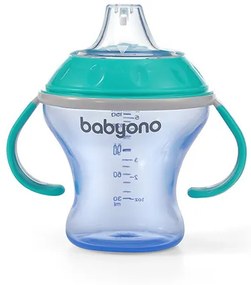 BabyOno Drippy cup-měkký náustek 180ml, přírodní kojící modrý