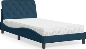 Postel s matrací modrá 100 x 200 cm samet 3208644