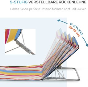sada 2 plážových rohoží, nastavitelná, skládací, 124L x 53W x 37-50H cm, vícebarevná
