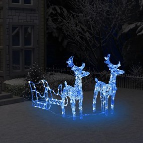 Vánoční sobi se sáněmi 160 LED diod 130 cm akryl - Default Title
