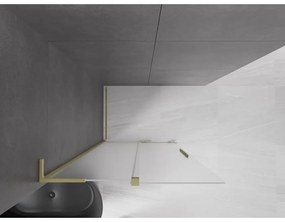 Mexen Velar L, posuvná sprchová zástěna Walk-in 100 x 200 cm, 8mm sklo námraza, zlatá matná, 871-100-003-33-55