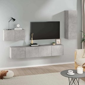 vidaXL 4dílný set TV skříněk kompozitní dřevo [3114340] Barva: Betonová šedá