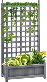 Outsunny Vyvýšená zahradní bedýnka s treláží – Dřevěná treláž s podporou pro popínavé rostliny, 64 x 28 x 120 cm | Aosom