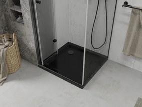 Mexen Lima, sprchový kout 90 (dveře) x 90 (stěna) cm, 6mm čiré sklo, černý profil + SLIM černá sprchová vanička 5cm s černým sifonem, 856-090-090-70-00-4070B