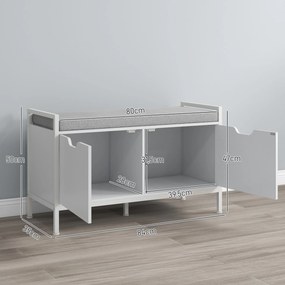 HOMCOM Lavice na boty se sedákem s odnímatelným polstrováním pro 4 páry bot - Lavice do předsíně, chodby, obývacího pokoje 84x35x50 cm Bílá