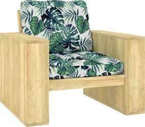 vidaXL Zahradní židle s mi poduškami impregnovaná borovice [3065742] Barva: Vzor listí