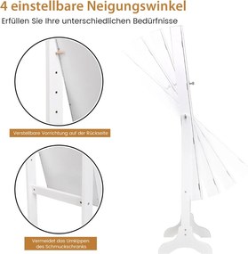 Costway Uzamykatelná skříňka na šperky stojící design s nastavitelným úhlem