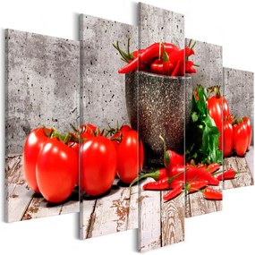 Obraz - Red Vegetables (5 Parts) Concrete Wide