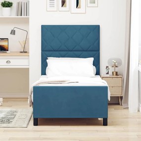 Postel s boxspringem s čelo Tmavě modrá 90 x 190 cm samet 3344979