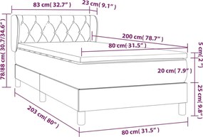 vidaXL Box spring postel s matrací 80 x 200 cm textil [3126999] Barva: krémová