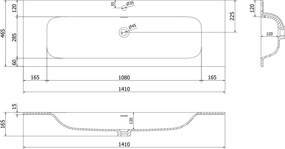 Mexen Rivel, koupelnová skříňka 140 cm s umyvadlem Vela, 2 zásuvky, drážkovaná, grafitová matná/bílá matná, 91A20-14047-2-BFF66-W23M