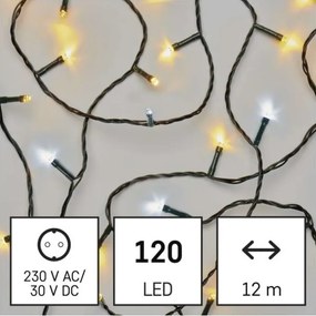 LED Vánoční venkovní řetěz 120xLED/17m IP44 teplá/studená bílá
