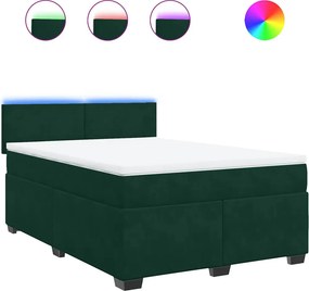 Box spring postel s matrací tmavě zelená 160x200 cm samet 3288651