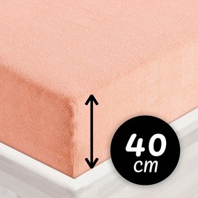Froté napínací prostěradlo na extra vysokou matraci FR-005 Světle broskvové 90 x 200 - výška 40 cm